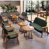 China Modern Cafe Table and Chair Set Wooden Frame Upholstered Lounge Seating 120x60xH75cm for Coffee Shop Restaurant Bistro Library for sale