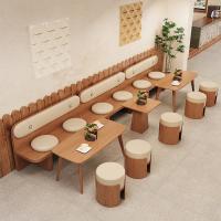 China Wooden Restaurant Booth Seating with Solid Wood Table 120x60cm Commercial Cafe Dining Furniture for sale