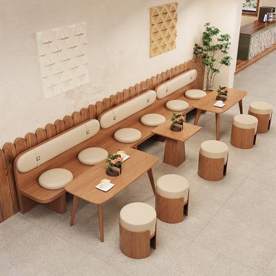 China Wooden Restaurant Booth Seating with Solid Wood Table 120x60cm Commercial Cafe Dining Furniture for sale