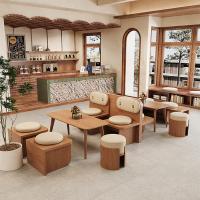 China Wooden Restaurant Booth Seating with Solid Wood Table 120x60cm Commercial Cafe Dining Furniture for sale