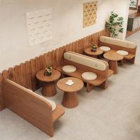 China Wooden Restaurant Booth Seating with Solid Wood Table 120x60cm Commercial Cafe Dining Furniture for sale