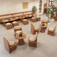 China Wooden Restaurant Booth Seating with Solid Wood Table 120x60cm Commercial Cafe Dining Furniture for sale