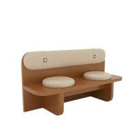 China Wooden Restaurant Booth Seating with Solid Wood Table 120x60cm Commercial Cafe Dining Furniture for sale