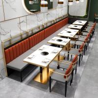 China Commercial Restaurant Booth Table and Chair Set Modern Marble Top Dining Table Banquette Seating 120x60cm for sale