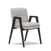 China Commercial Upholstered Dining Chair with Armrest Solid Wood Frame 60x60xH75cm for Restaurant Cafe Hotel for sale