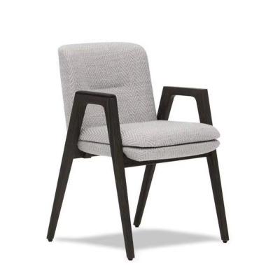 China Commercial Upholstered Dining Chair with Armrest Solid Wood Frame 60x60xH75cm for Restaurant Cafe Hotel for sale