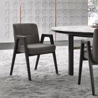 China Commercial Upholstered Dining Chair with Armrest Solid Wood Frame 60x60xH75cm for Restaurant Cafe Hotel for sale