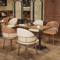 China Solid Wood Rattan Dining Chair Set with Armrest for Restaurant Cafe Hotel Commercial Use 60x60cm Table for sale