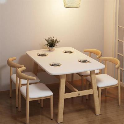 China Custom Modern Wooden Dining Table Set Solid Wood Table and Chairs for Restaurant Cafe Bistro Home 120x60xH75cm for sale