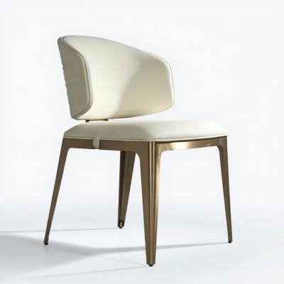 China Modern Nordic Curved Back Leather Dining Chair with Stable Metal Frame 450mm Seat Height for sale