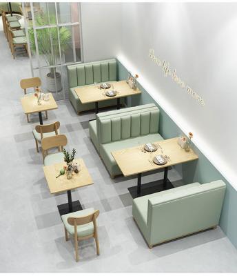 China Modern Solid Wood Restaurant Booth Seating with PU Leather Sofa Dining Set Customizable for sale