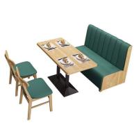 China Solid Wood Coffee Shop Furniture Set Customizable Booth Restaurant Tables Chairs Ergonomic Seat Cushion for sale