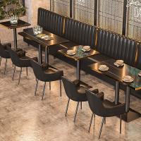 China Luxury Restaurant Sofa Set Black Marble Dining Table Booth Seating Fully Customizable 4 Seats for sale