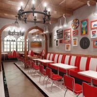 China American 50s Retro Diner Booth Multicolor Vintage Restaurant Booth Seating Fully Customizable 2-Seat Set for sale