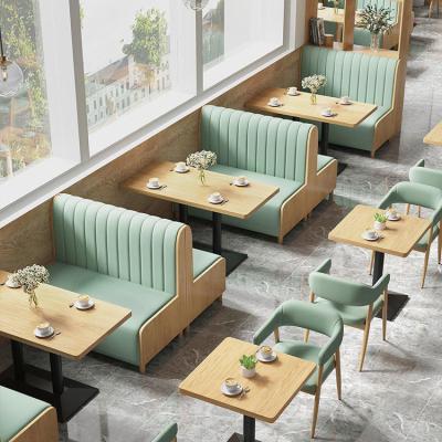 China Modern Customizable Cafe Furniture Solid Wood Restaurant Booth Seating Set with Ergonomic Cushion for sale
