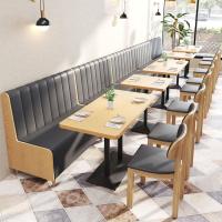 China Customizable Modern Commercial Restaurant Tables and Chairs Set with Solid Wood and PU Leather for sale