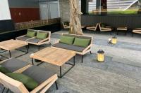 China Waterproof Outdoor Sofa with Teak Wood Frame and All-Weather Woven Rope for Garden and Patio for sale
