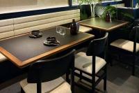 China Black Marble Table and Rattan Chair Customizable Restaurant Furniture Dining Table Set for sale