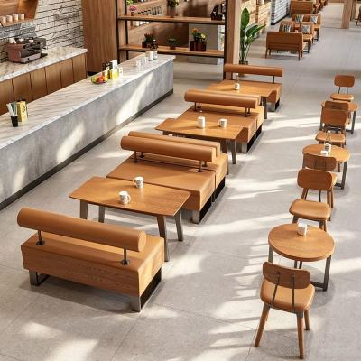 China Modern Style PU Leather Cafe Chairs and Tables with Solid Wood for Restaurant Coffee Shop Furniture for sale
