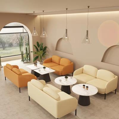 China Commercial-Grade Easy-Clean Leather Cafe Sofa Set with Ergonomic Curved Comfort and Flexible Modular Layouts for sale