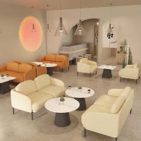 China Commercial-Grade Easy-Clean Leather Cafe Sofa Set with Ergonomic Curved Comfort and Flexible Modular Layouts for sale