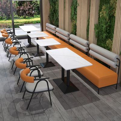 China Customizable Durable Modern Design Restaurant Tables and Chairs for Commercial Cafe Booth Seating for sale