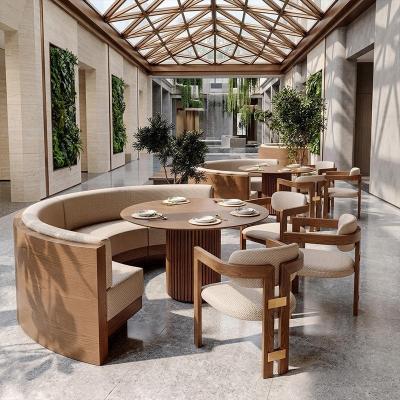 China Solid Wood Durable Customizable Restaurant Furniture Set for Cafe Booth Seating for sale