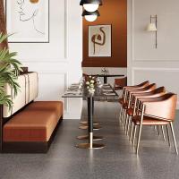China Long Marble Metal Frame Restaurant Table and Chair Set Customizable Commercial Booth Seating for sale