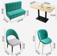 China Metal Restaurant Dining Table and Chairs Velvet 90cm Fresh Fast Food Booth Seating for sale