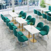 China Metal Restaurant Dining Table and Chairs Velvet 90cm Fresh Fast Food Booth Seating for sale