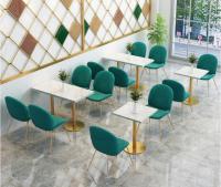 China Metal Restaurant Dining Table and Chairs Velvet 90cm Fresh Fast Food Booth Seating for sale