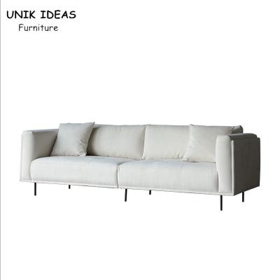 China Modern Italian Style Cream Fabric Recliner Sectional Sofa Bed with Metal Legs 2 Seater for sale