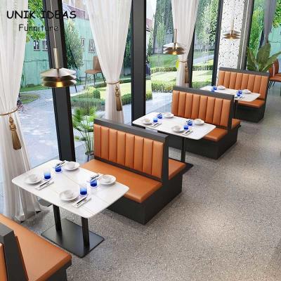 China Custom Wooden Restaurant Booth Seating with Leather Upholstery 2 Seater for sale