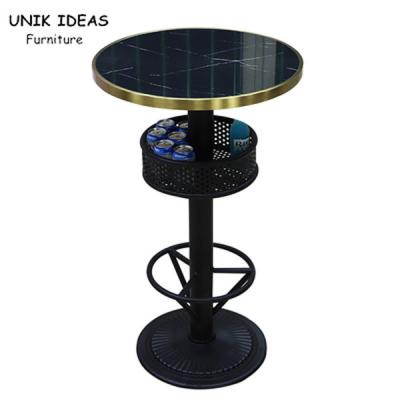 China Customizable 2 Person Black Metal Wood Bistro High Top Table Set 30 Inch Tall for sale
