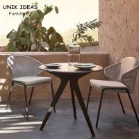 China Nordic Rattan Rope Woven Dining Chair Outdoor Garden Furniture 65x70x75cm for sale