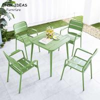 China Modern Aluminum Patio Dining Chair and Table Set 61x61x84cm Outdoor Garden Furniture for sale