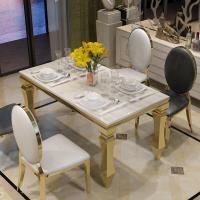 China Luxury 6 Seater Dining Table Set 160cm Marble Top Stainless Steel Chrome Chairs for sale