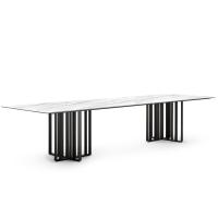 China Luxury 6 Seater Marble Dining Table Set with Steel Legs 100cm Custom Size for sale