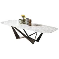 China Luxury 4 Person Marble Dining Table Set 160cm 180cm 200cm with Leather Chairs for sale