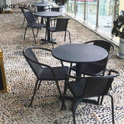 China PE Rattan Outdoor Lounge Chair Bistro Set Table 60cm Chair 56x56x74cm for sale