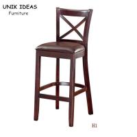 China Solid Wood Breakfast Bar Stool with Back 41x46x116cm Counter Height Chair for sale