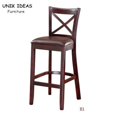 China Solid Wood Breakfast Bar Stool with Back 41x46x116cm Counter Height Chair for sale