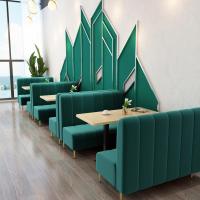 China Modern Velvet Restaurant Dining Table and Chairs Set 160cm 180cm Fabric Booth Sofa for sale