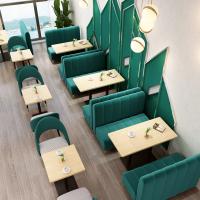 China Modern Velvet Restaurant Dining Table and Chairs Set 160cm 180cm Fabric Booth Sofa for sale