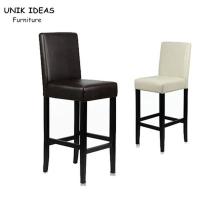China Black Leather Bar Stools with Backs Counter Height Chairs 41x41x110cm Solid Wood for sale