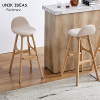 China Solid Wood Velvet Bar Stool 400 Lbs Capacity Japanese Style Cafe Chair for sale
