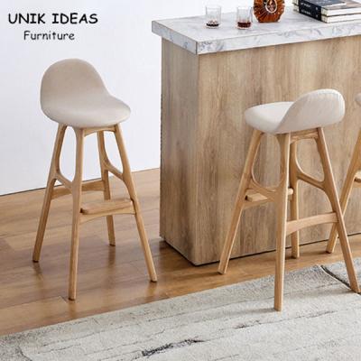 China Solid Wood Velvet Bar Stool 400 Lbs Capacity Japanese Style Cafe Chair for sale