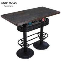 China Industrial Vintage Rectangle Bar Table 60x120x103cm Wood Iron High Top Restaurant Pub Table for sale