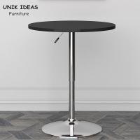 China Adjustable Height Bistro Bar Table 60cm Round MDF Swivel Top 70-90cm for sale