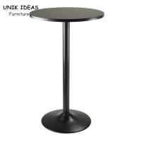China Round Metal Bar Table 23.7 Inch Black Satin Finish Steel Counter Height Pub Table for sale